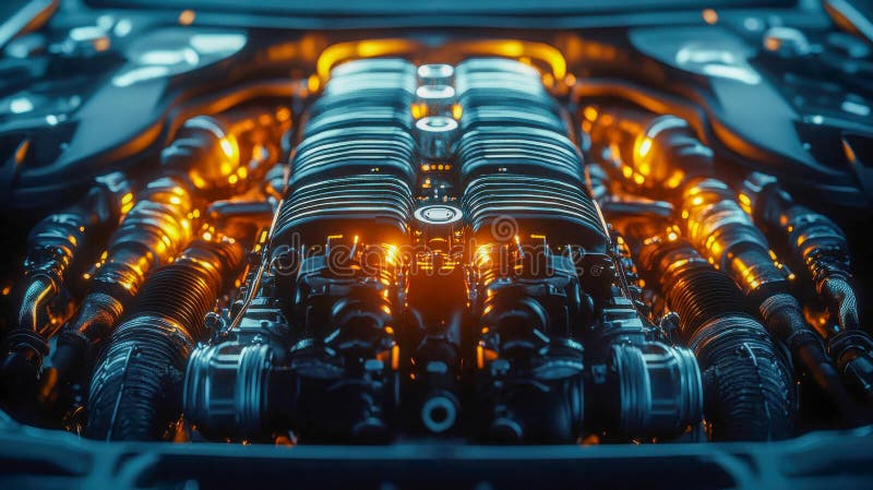 Close-up View of a Modern Car Engine, Featuring Sleek and Precise ... Close-up View of a Modern Car Engine, Featuring Sleek and Precise ...