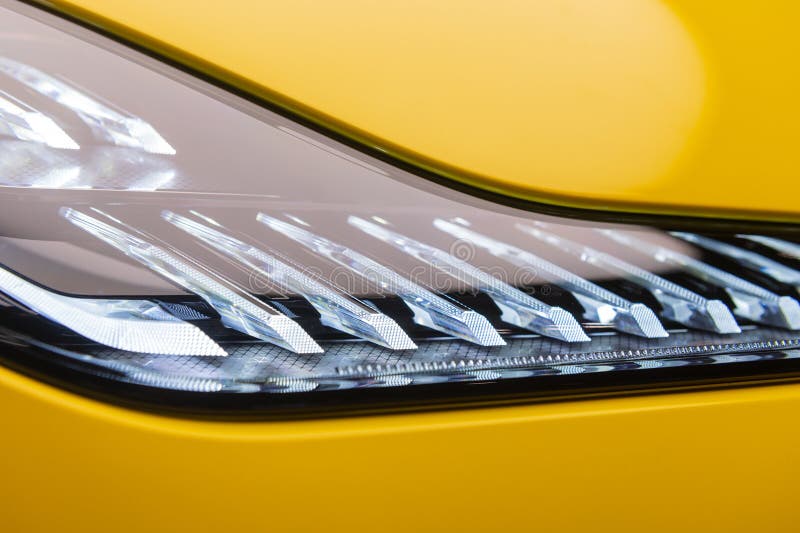 Close Up View of Modern Car LED Headlight Stock Photo - Image of light ...