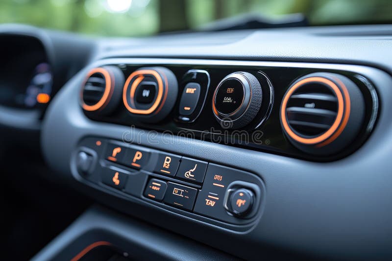 Modern Car Interior Dashboard Details: Climate Control and Seat ...