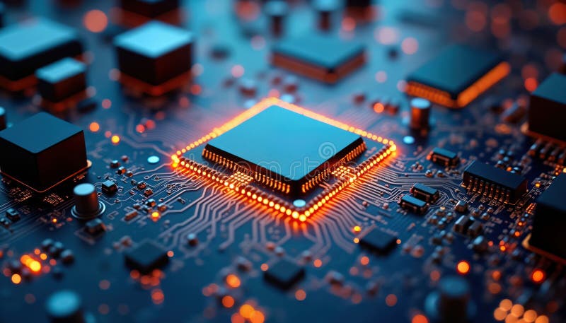 Close-up View of Modern Computer Circuit Board. Central Processing Unit ...