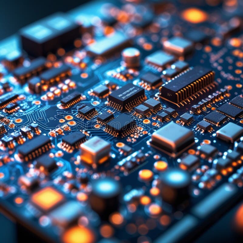 Close-up View of a Modern Electronic Circuit Board Featuring Advanced ...