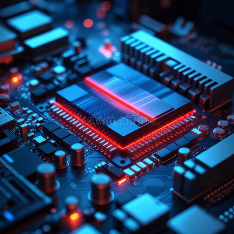 Close-up View of a Modern Electronic Circuit Board Featuring Advanced ...