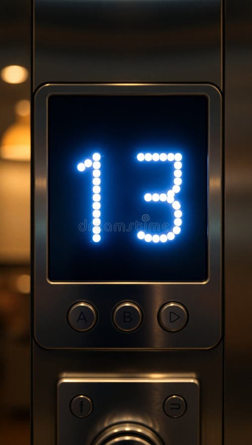 Modern Elevator Panel Displaying Number Thirteen Blue L E D Lights ...