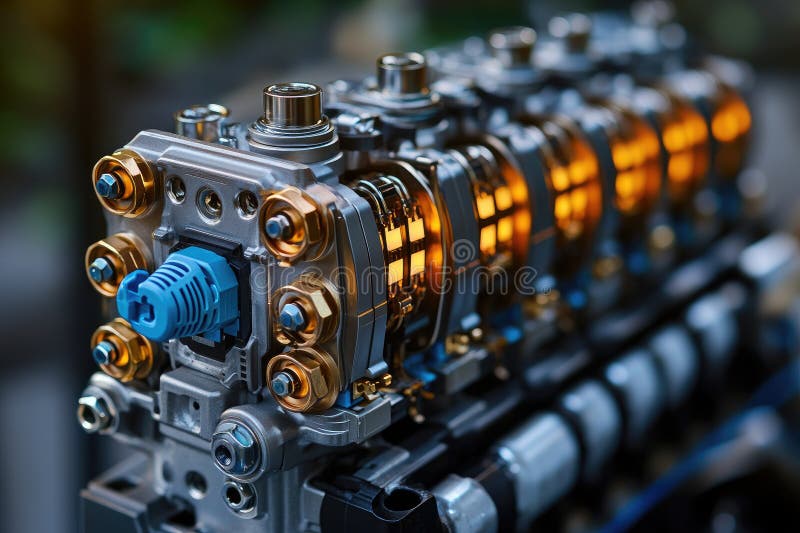 High-Tech Automotive Engine Component Close-up Stock Illustration ...