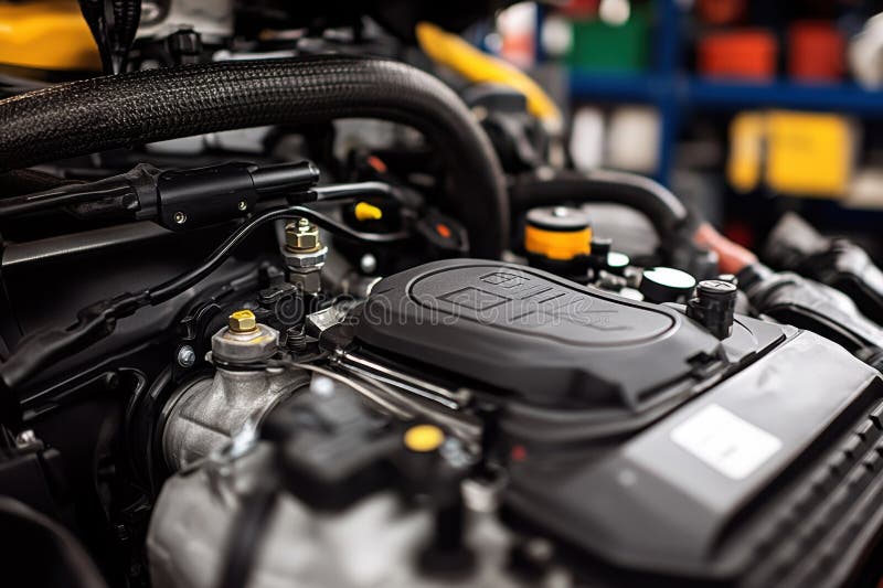 Close-up View of a Modern Engine in a Workshop Setting during Daytime ...