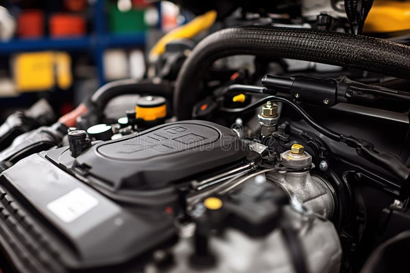 Close-up View of a Modern Engine in a Workshop Setting during Daytime ...