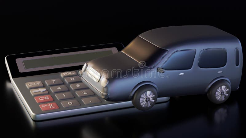 Close Up View of a Modern EV Car and a Calculator Stock Illustration ...