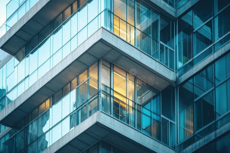 A Close-Up View of a Modern Glass and Concrete Building Stock ...