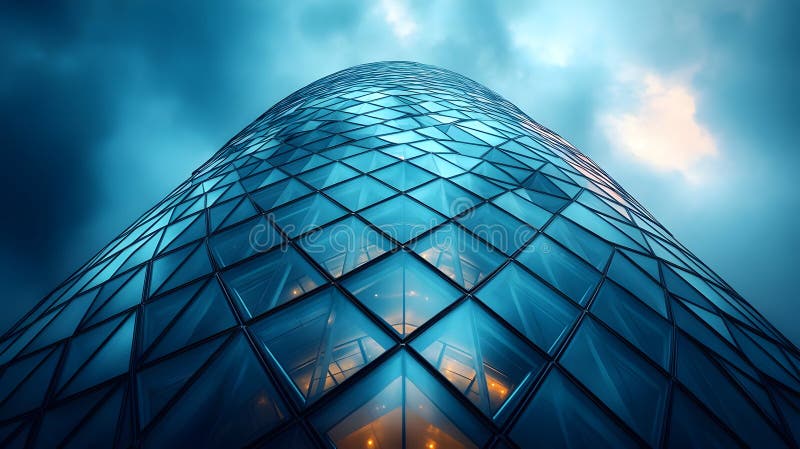 A Close-up View of a Modern Glass Skyscraper Reflecting the Sky Stock ...