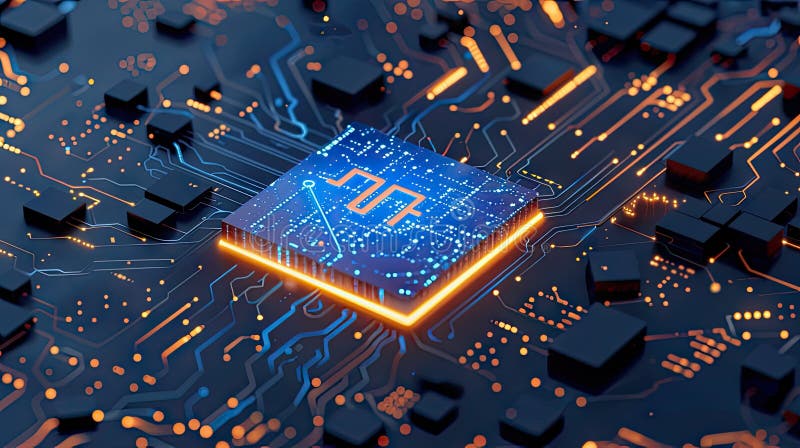 Close-up View of a Modern GPU Card with Circuit and Colorful Lights and ...