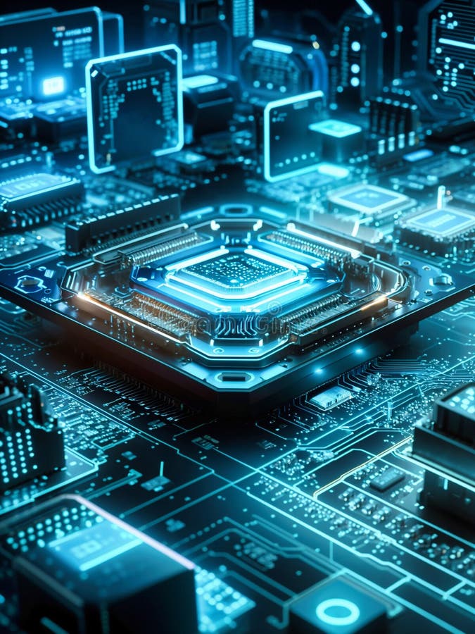 Close-up View of a Modern GPU Card with Circuit and Connections 3D ...