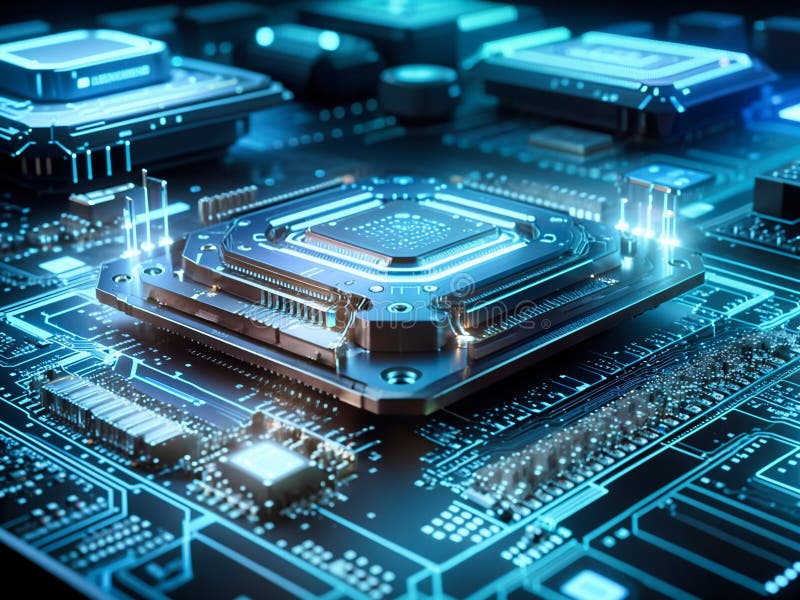 Close-up View of a Modern GPU Card with Circuit and Connections 3D ...