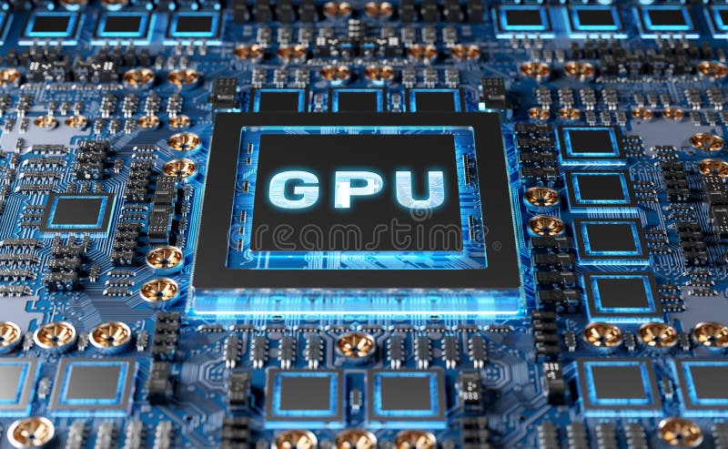 Close-up View of a Modern GPU Card with Circuit 3D Rendering Stock ...