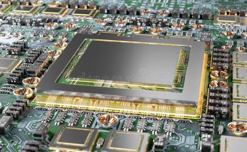 Close-up View of a Modern GPU Card with Circuit 3D Rendering Stock ...