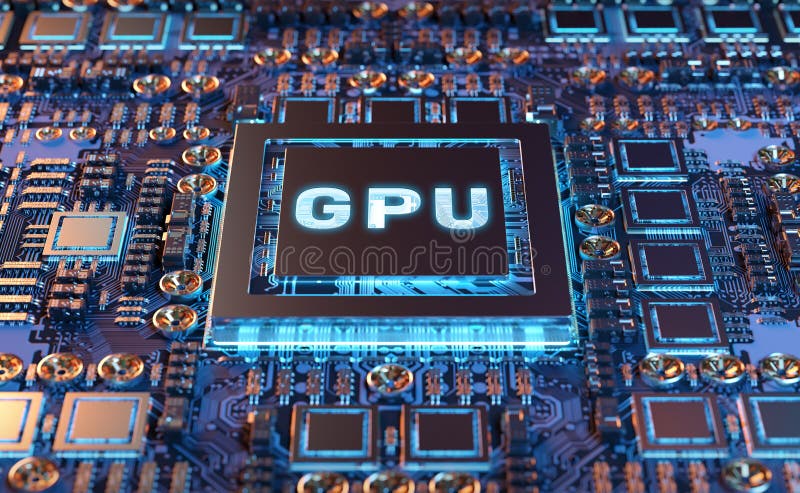 Close-up View of a Modern GPU Card with Circuit 3D Rendering Stock ...