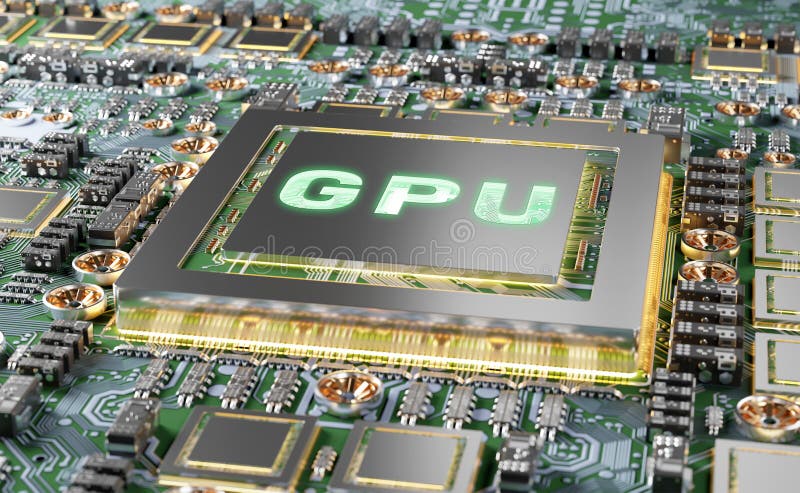 Close-up View of a Modern GPU Card with Circuit 3D Rendering Stock ...
