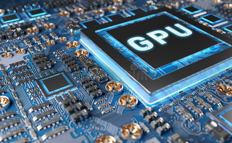 Close-up View of a Modern GPU Card with Circuit 3D Rendering Stock ...