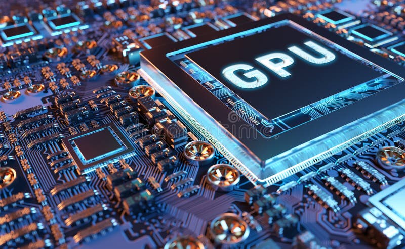 Close-up View of a Modern GPU Card with Circuit 3D Rendering Stock ...