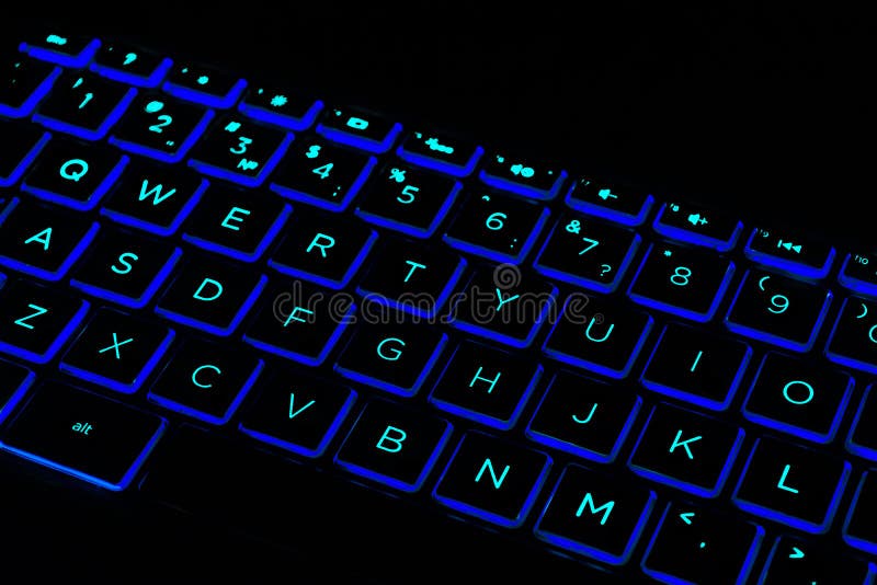 Close Up View of a Modern Laptop Computer Keyboard Keys. Soft Lightning ...
