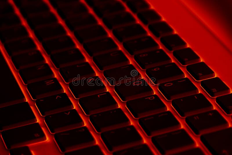 Close Up View of a Modern Laptop Computer Keyboard Keys. Soft Lightning ...