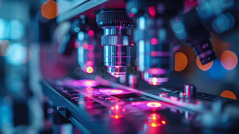 Close-Up View of Modern Microscope in a Laboratory Setting Stock Image ...