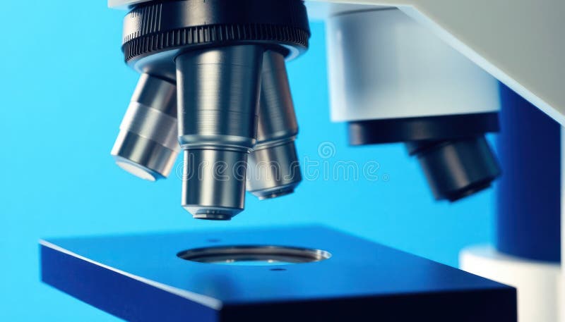 Close-up View of Modern Microscope. Microscope Lenses Focused on ...