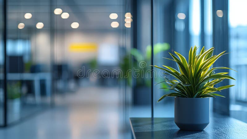 Close Up View of Modern Office Space Featuring Glass Walls and Copy ...