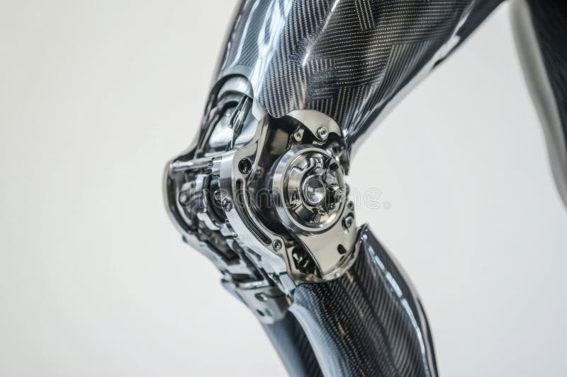 Close-up View of a Modern Prosthetic Leg, Featuring Advanced Metal and ...