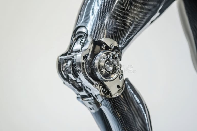 Close-up View of a Modern Prosthetic Leg, Featuring Advanced Metal and ...
