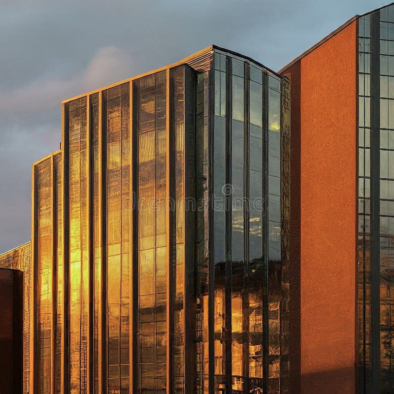 Towering Skyscraper Reflecting Sunlight Stock Illustration ...