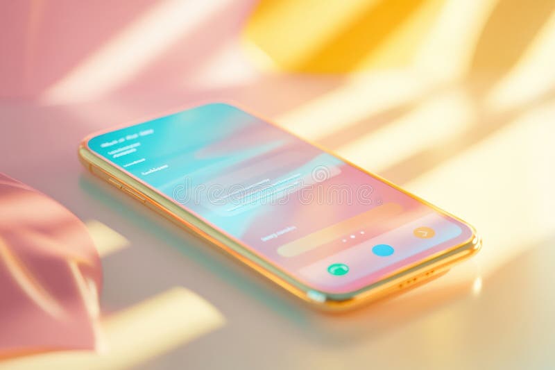 Close Up View of a Modern Smartphone in a Bright Setting Displaying a ...