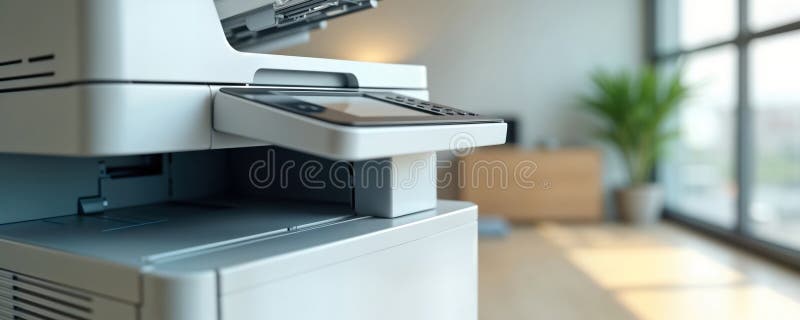 Close-up View of Modern White Photocopier. Office Tech Equipment in ...
