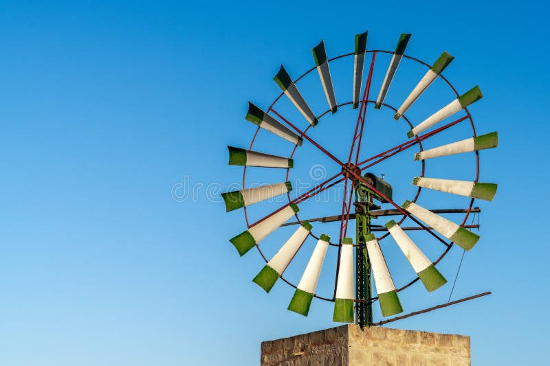 Close-up View of a Modern Windmill with Steel Blades in the Interior of ...