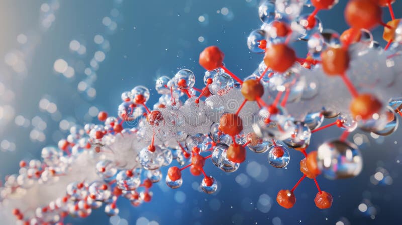 A Close-up View of a Molecular Chain, Showcasing Hydrogen Atoms ...
