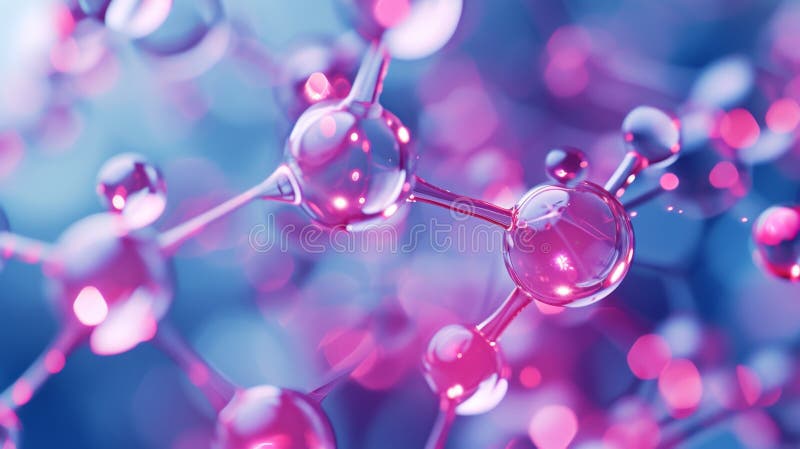 Pink Molecular Structure with Shiny, Reflective Spheres Stock Image ...