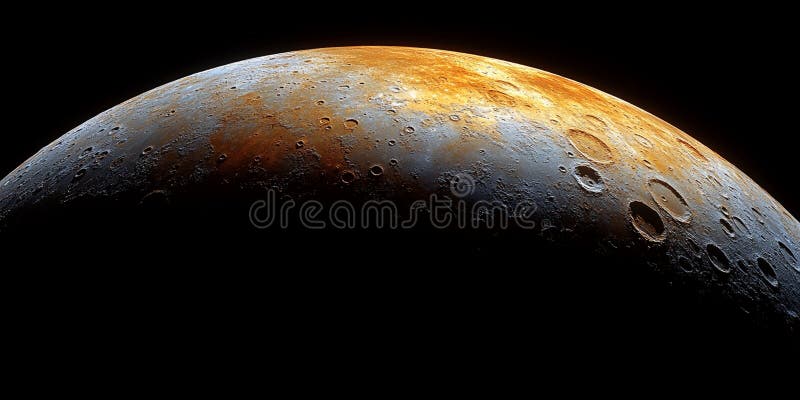 A Close Up View of a Moon Like Planet with Craters and a Dark ...