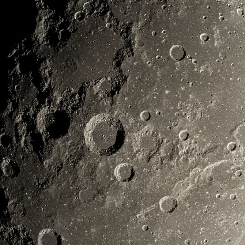 Close-up View of the Moon S Surface Featuring Numerous Craters of ...