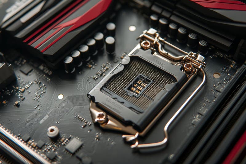 Close Up View of a Motherboard on a Table Showcasing Its Components and ...