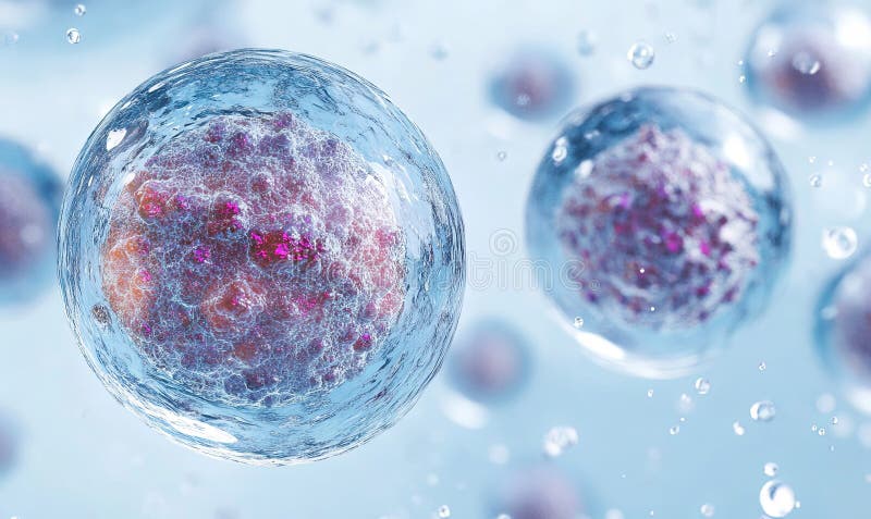 Close-up View of Multiple Cells in a Watery Environment, Featuring a ...