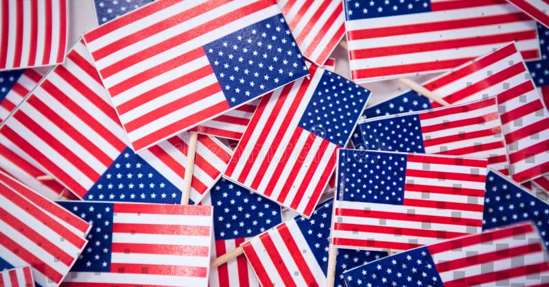 Close Up View of Multiple Miniature American Flags with Copy Space ...