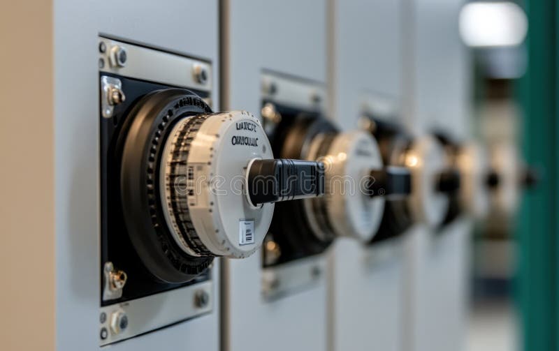 CloseUp of Rotary Switches on Gray Panel Stock Illustration ...