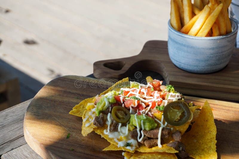 Close Up View of Nachos on the Table. Stock Photo - Image of background ...