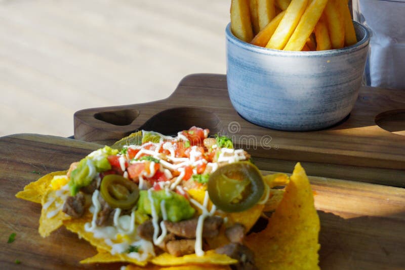 Close Up View of Nachos on the Table. Stock Photo - Image of angle ...