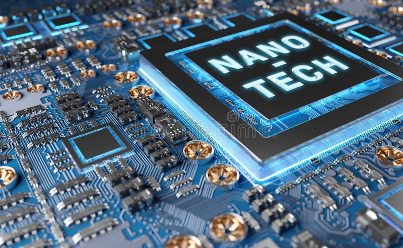 Close-up View on a Nanotechnology Electronic System 3D Rendering Stock ...