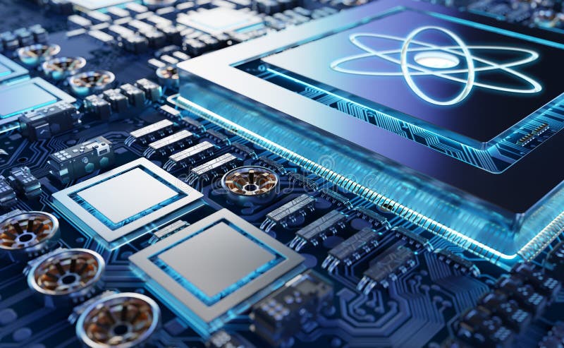 Close-up View on a Nanotechnology Electronic System 3D Rendering Stock ...