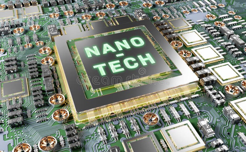 Close-up View on a Nanotechnology Electronic System 3D Rendering Stock ...