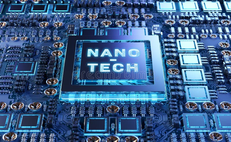 Close-up View on a Nanotechnology Electronic System 3D Rendering Stock ...