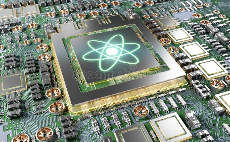 Close-up View on a Nanotechnology Electronic System 3D Rendering Stock ...