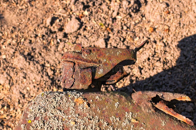 Close-up View of Narrow Neck of Old Smashed Rusty Jerrican. Old Rusty ...