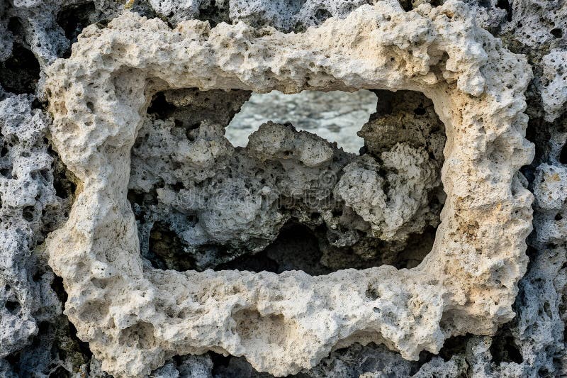 Close-up View of a Natural Rock Formation with a Rectangular Hole ...